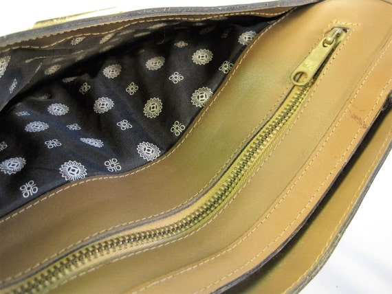 Vintage 70s Tan Leather Handbag / Everyday Secretary … - Gem