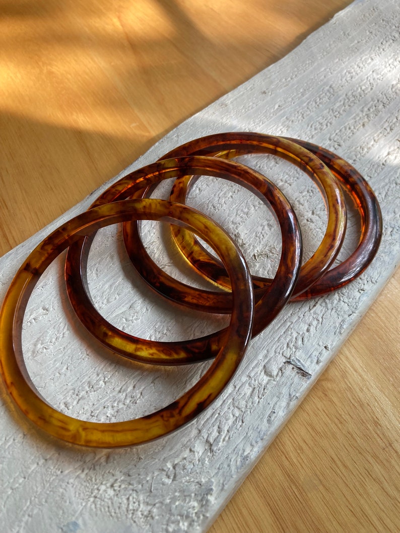 Vintage Bakelite Bangle Set, Skinny Rootbeer Tortoise Bracelet Set of 4 ...