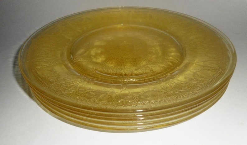 Home & Living Vintage Topaz Depression Glass 6 Plates Set of 4 Cameo ...