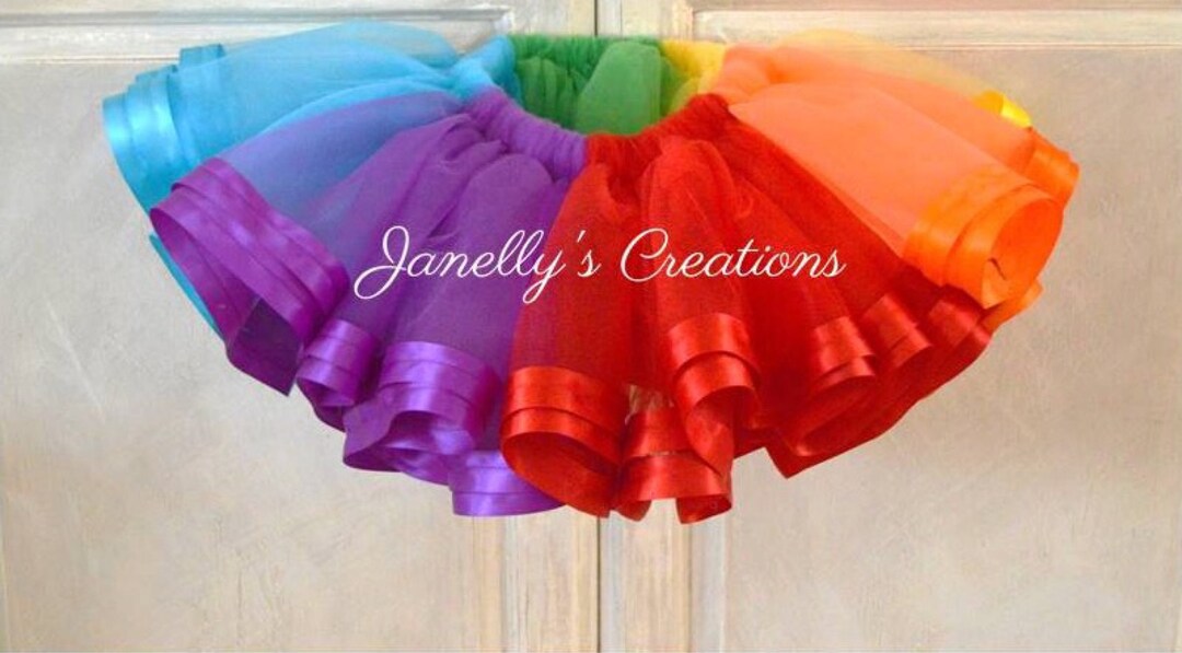 Rainbow Ribbon Trimmed Tutu - Ribbon Trimmed - Birthday Tutu - Rainbow ...