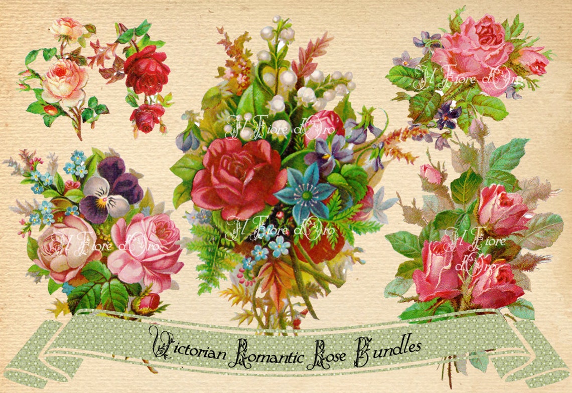 Victorian Rose Bundles Beautiful Romantic Images for - Etsy