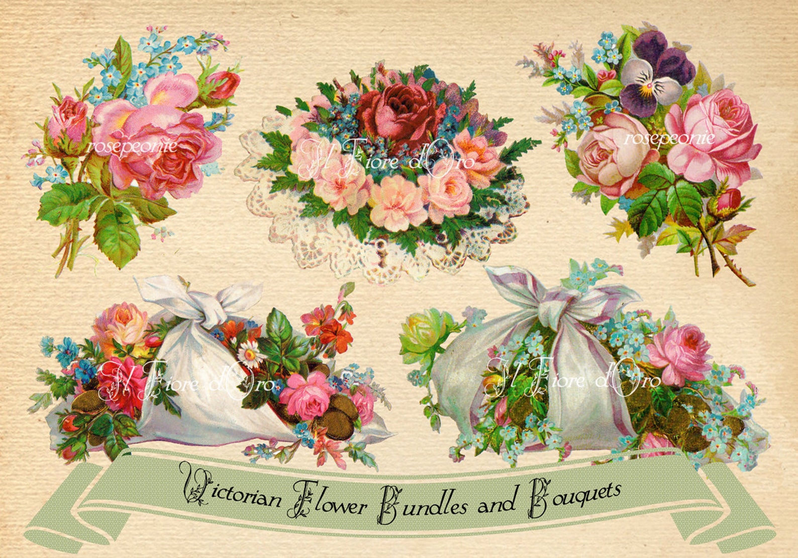 Victorian Bouquets and Bundles of Flowers With Roses - Beautiful ...