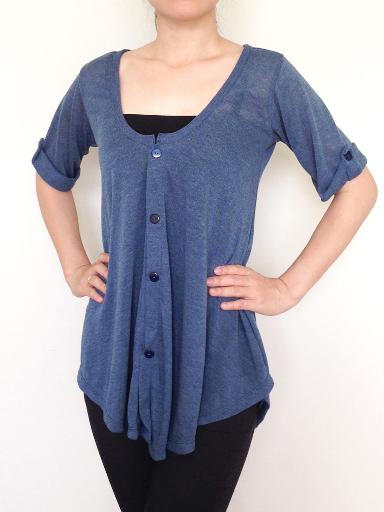SC002: Blue Women Blouse Dolman T Shirt Dolman Sleeve Top - Etsy