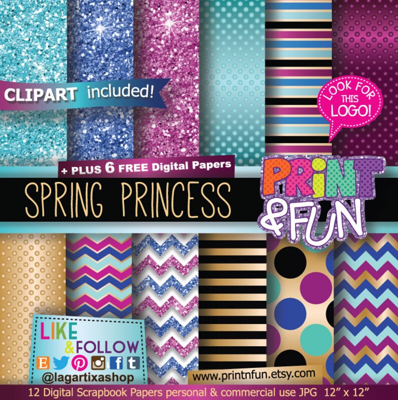 Spring Princess Flowers Tulips Digital Paper Clip Art - Etsy