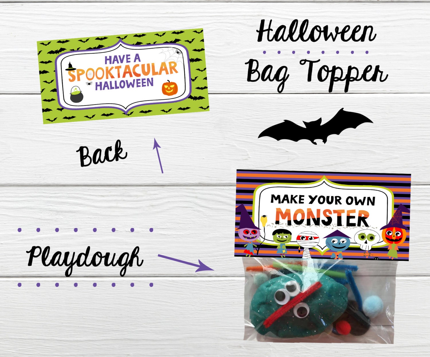 INSTANT DOWNLOAD Halloween Make Your Own Monster Bag Topper - Etsy