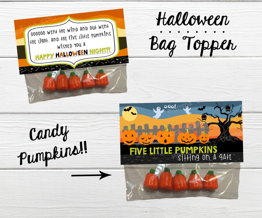 INSTANT DOWNLOAD Halloween 5 Little Pumpkins Bag Topper - Etsy