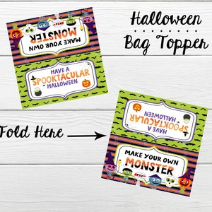 INSTANT DOWNLOAD Halloween Make Your Own Monster Bag Topper - Etsy