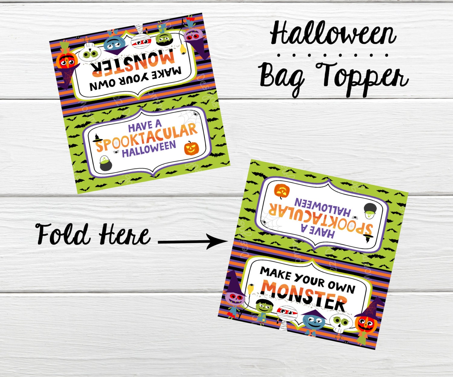 INSTANT DOWNLOAD Halloween Make Your Own Monster Bag Topper - Etsy