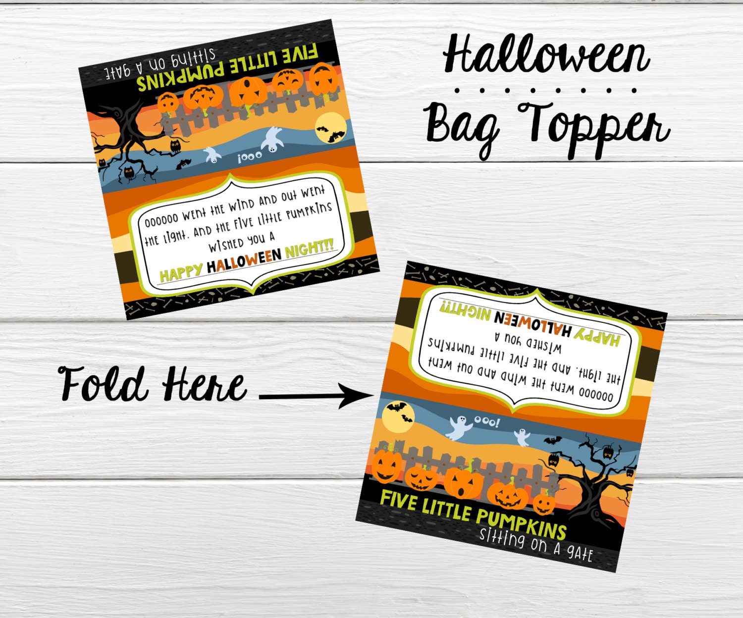 INSTANT DOWNLOAD Halloween 5 Little Pumpkins Bag Topper - Etsy