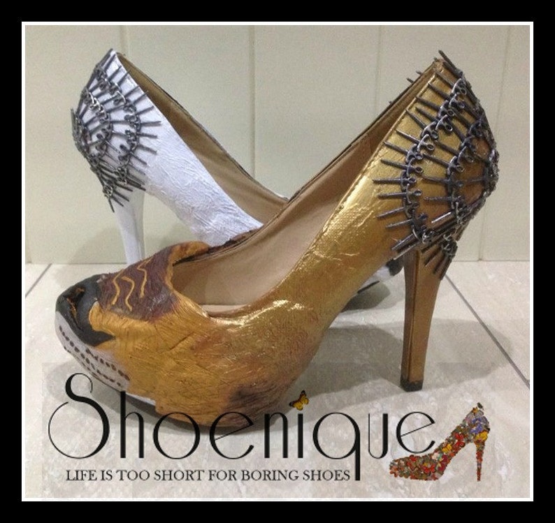 Dire Wolf Lion Swords Hand Made Shoe High Heels Size 3 4 5 6 7 8 ...