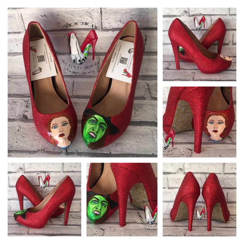Wizard of Oz Emerald City Ruby Hand Made Shoe High Heels Size Platform ...
