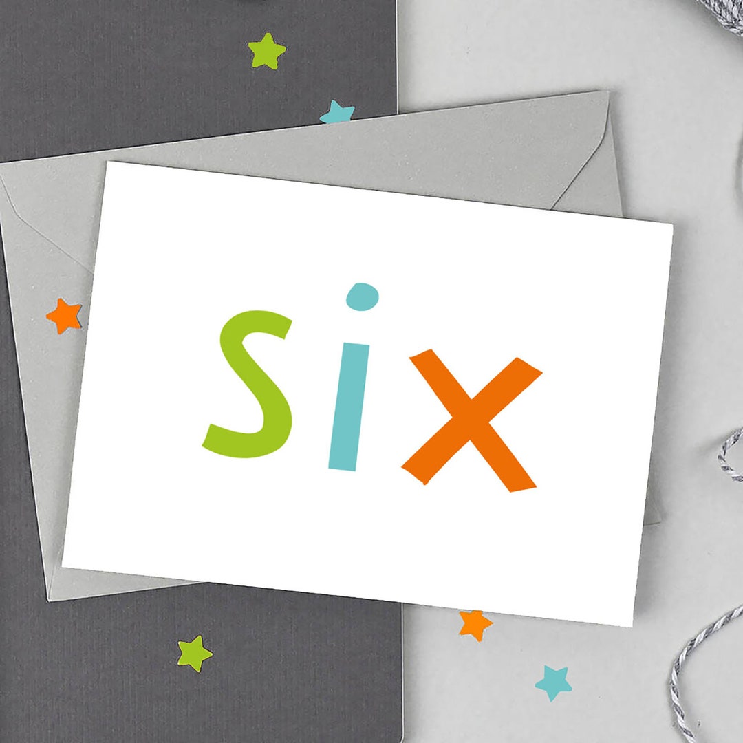 6th Birthday Card Number Card Six Birthday Card - Etsy