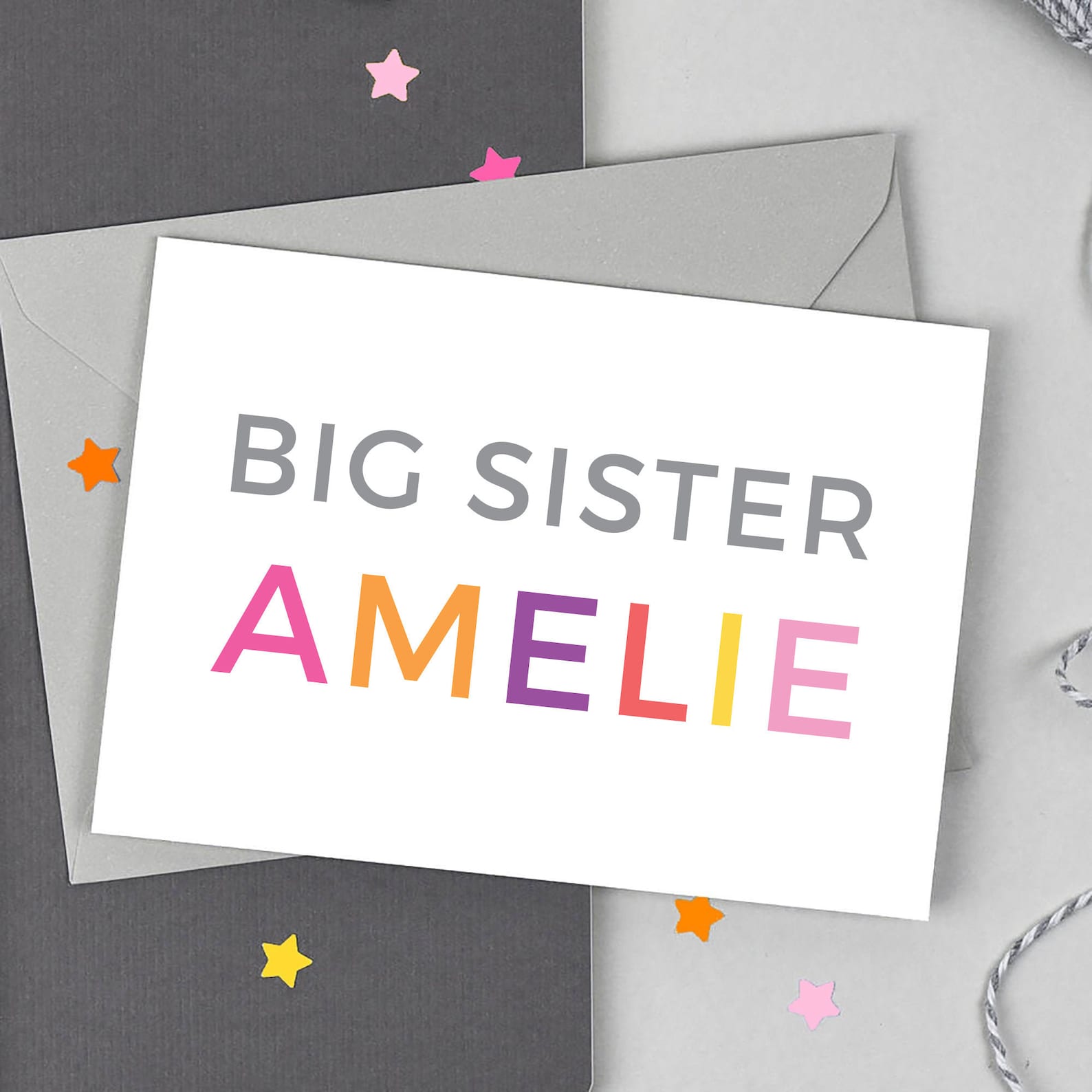 Personalised Big Sister Card, New Baby Sibling Card - Etsy UK