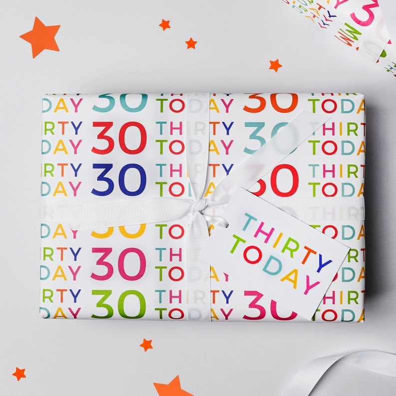 30 Today Wrapping Paper Set 30th Birthday Gift Wrap - Etsy UK