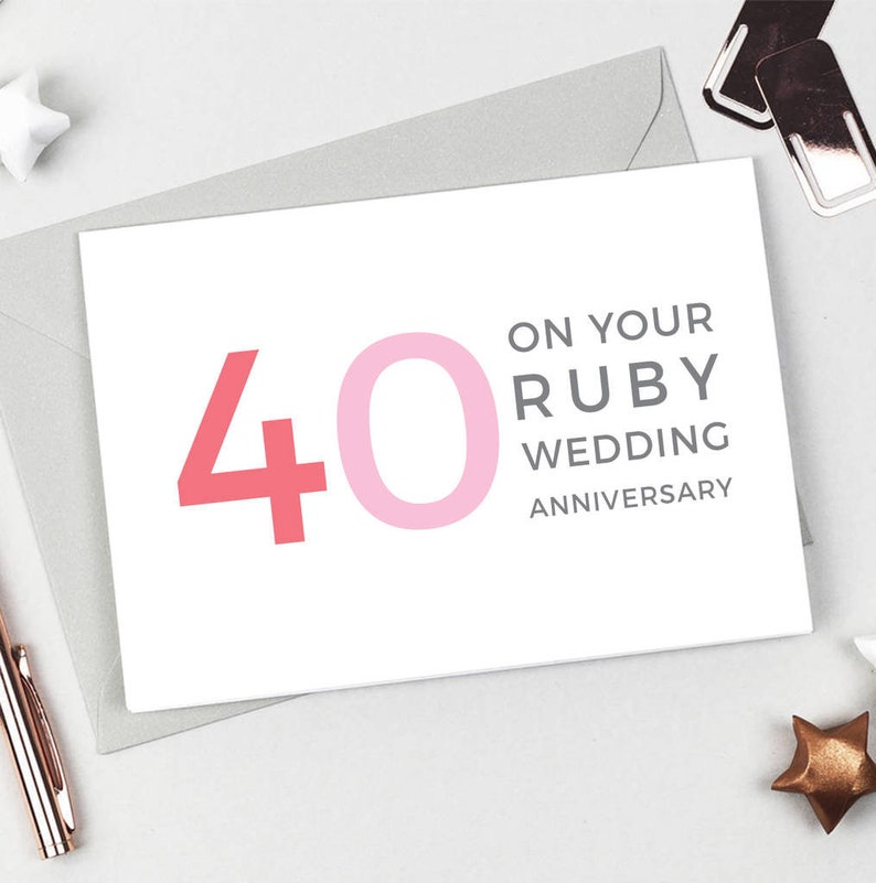 Ruby Wedding Anniversary Card 40th Anniversary Card Ruby | Etsy