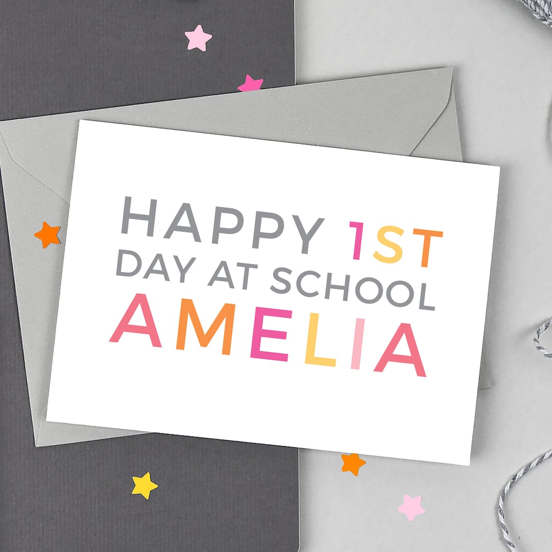 Personalised First Day of School Card, Back to School, 1st Day at ...