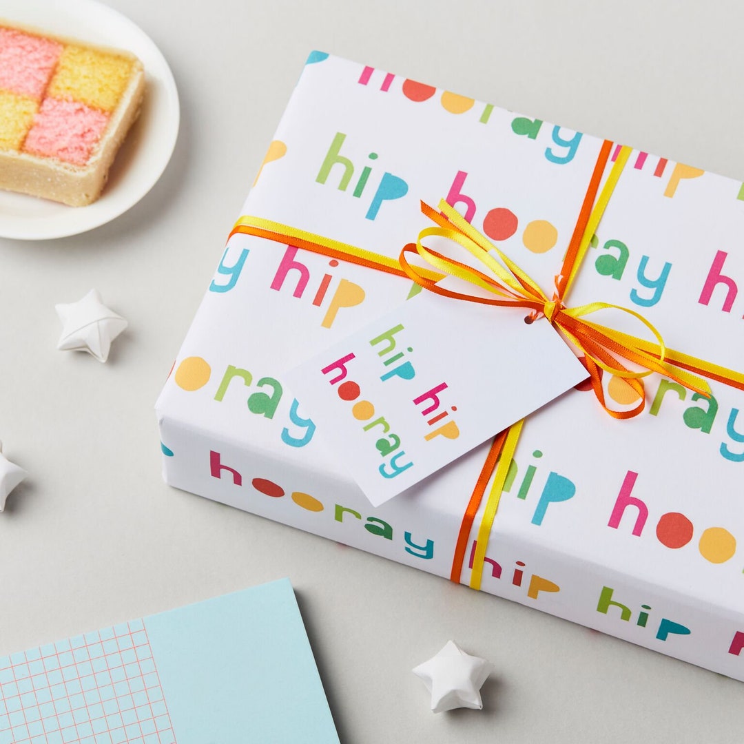 Hip Hip Hooray BIRTHDAY WRAPPING PAPER Set Birthday Gift Wrap Wrapping ...