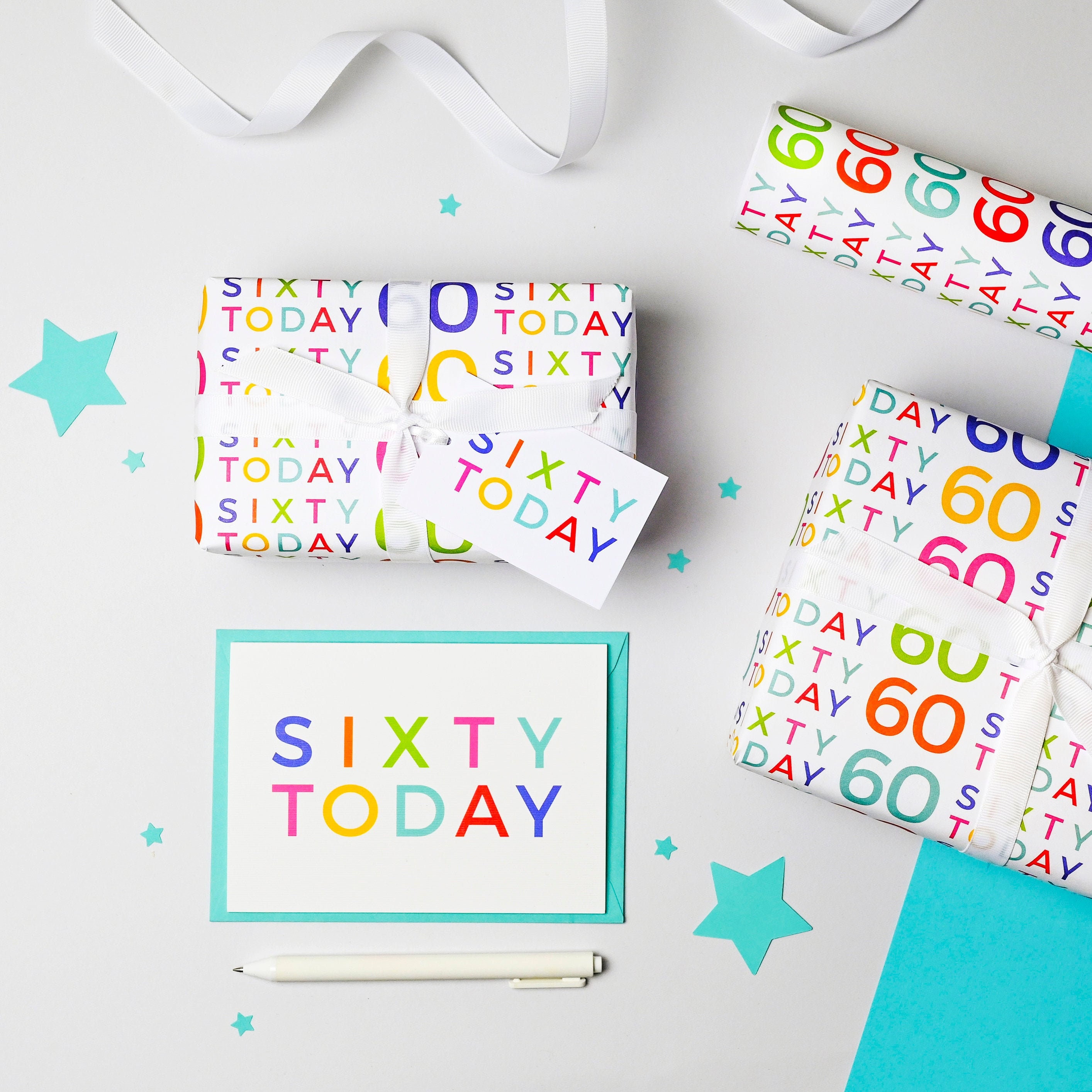 60 Today Wrapping Paper Set 60th Birthday Gift Wrap | Etsy