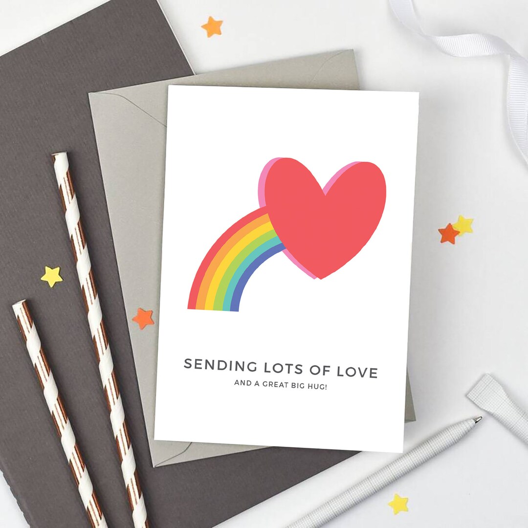 Love Heart Rainbow Card - Hug in the Post - Thinking of You - Sending ...