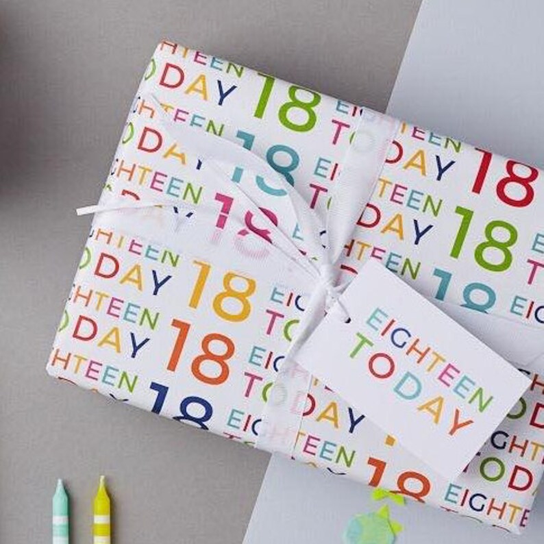 18th Birthday Wrapping Paper - 18 Wrapping Paper - Birthday Gift Wrap ...