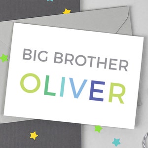 Personalised Big Brother Card, New Baby Sibling Card - Etsy