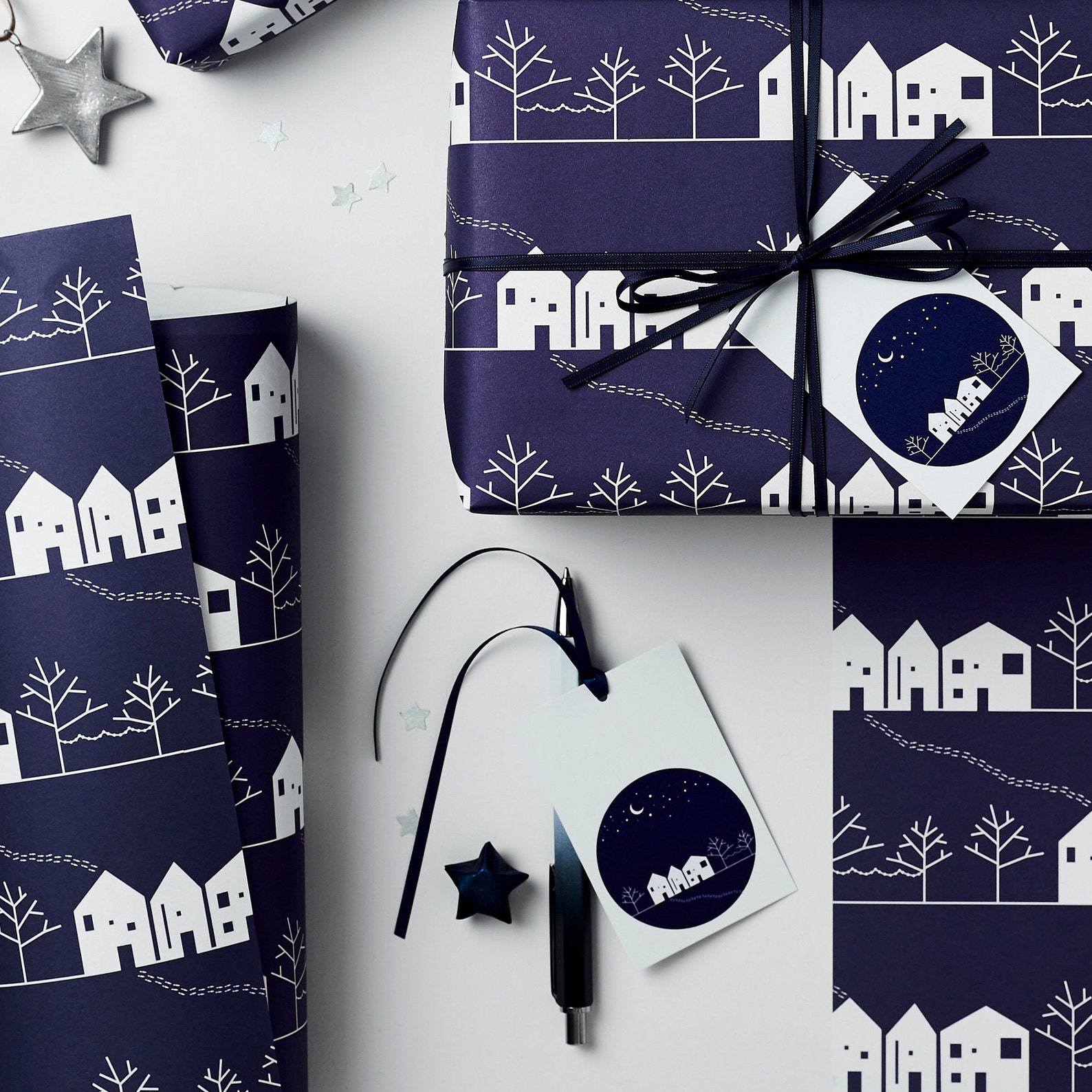 Winter Scene Christmas Wrapping Paper Set ECO FRIENDLY - Etsy UK