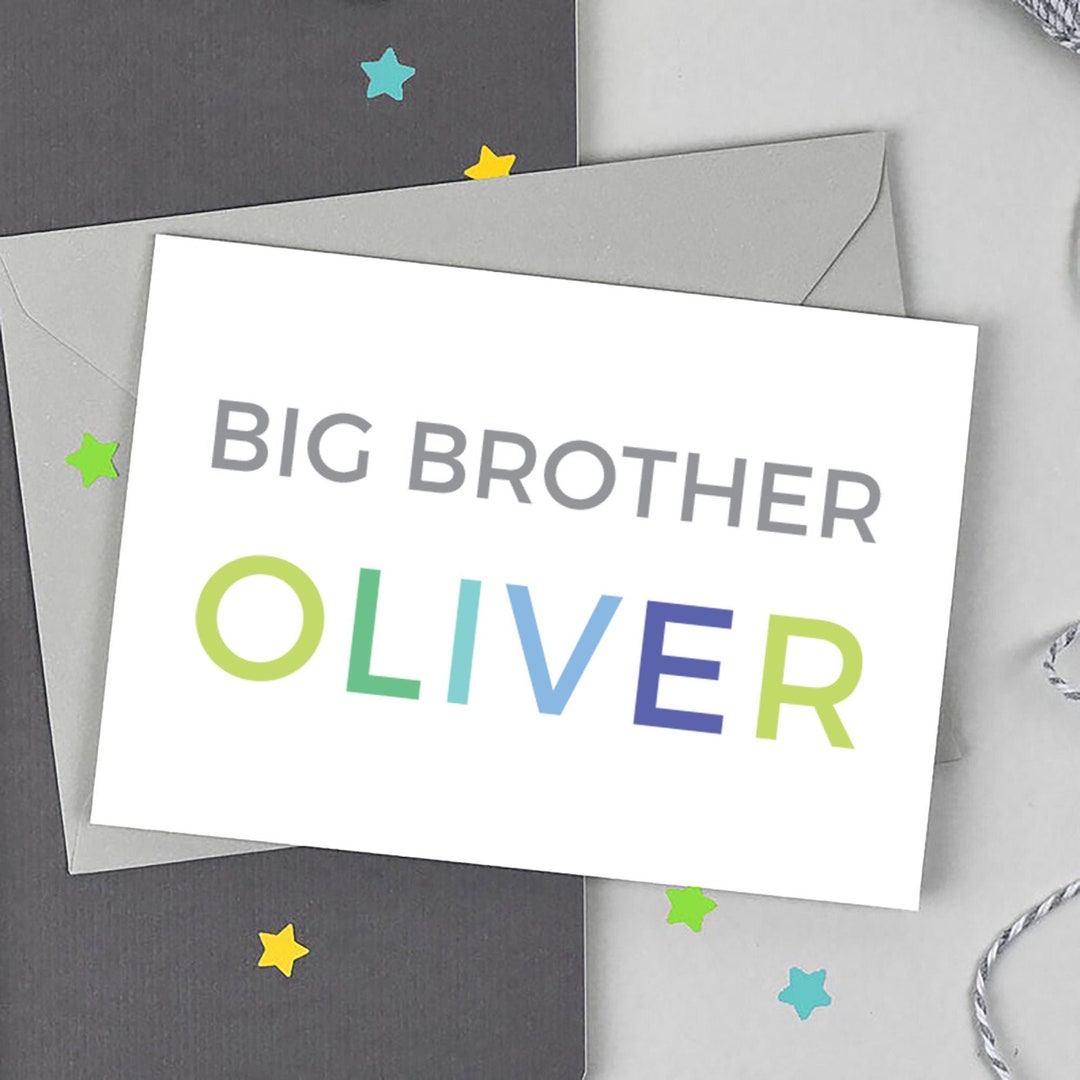 Personalised Big Brother Card, New Baby Sibling Card - Etsy