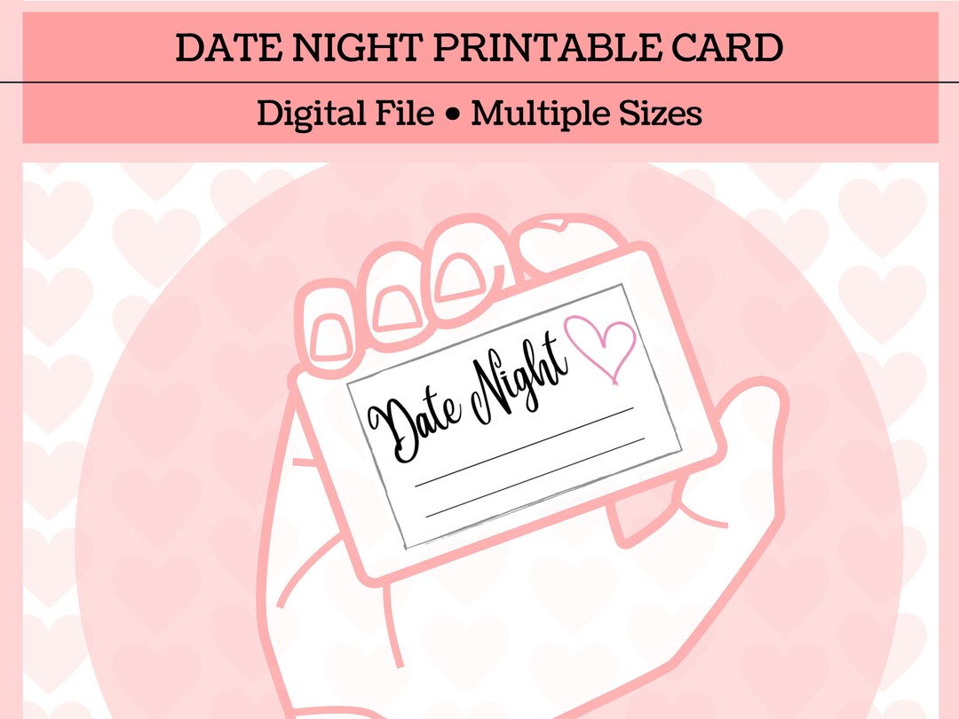 Date Night Printable Cards | DIGITAL FILE | Multiple Sizes | Great for ...