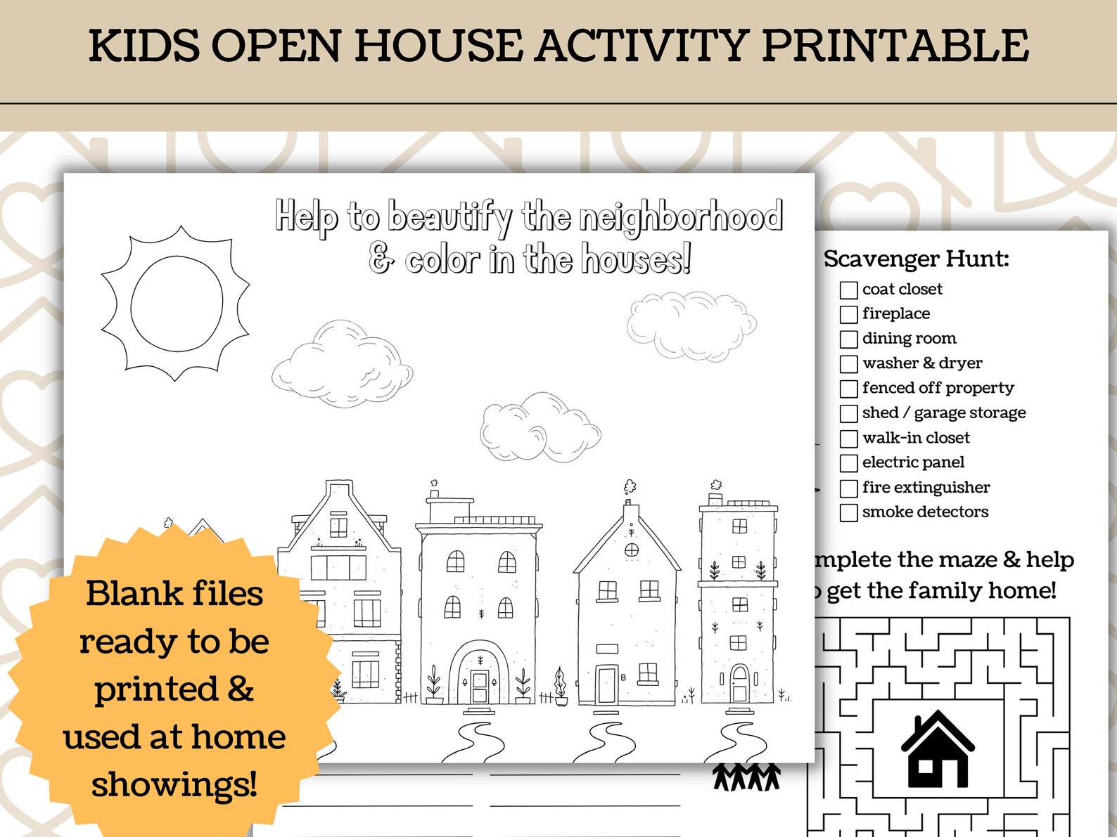 Open House Kid's Activity Printable DIGITAL FILE Real Estate Printables ...