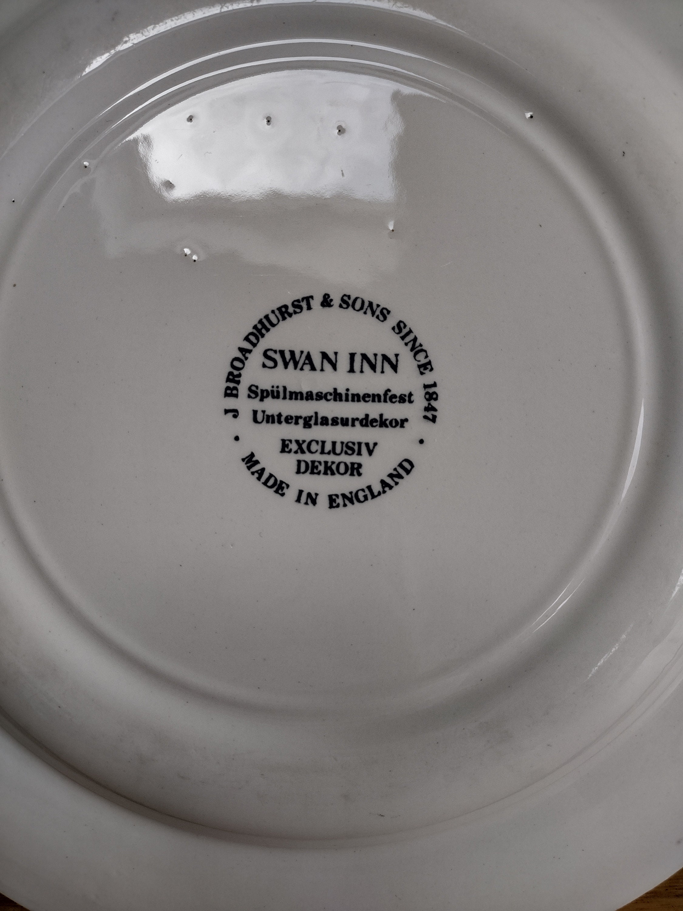 J Broadhurst & Sons Swan Inn Dinner Plate Pink and White - Etsy