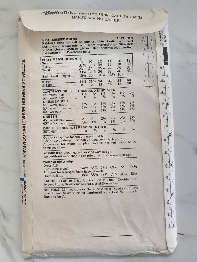 Butterick 6624 1970s Uncut Dress Pattern - Etsy