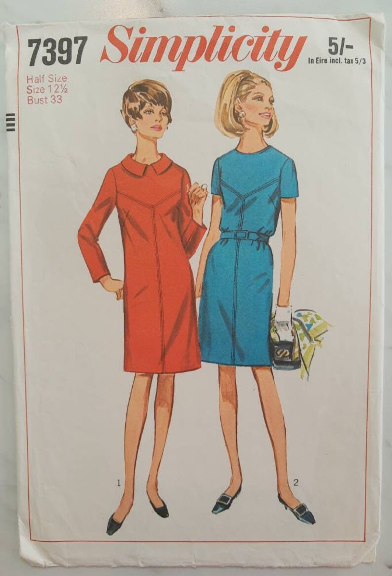 Simplicity 7397 panelled dress pattern bust 33 inches | Etsy