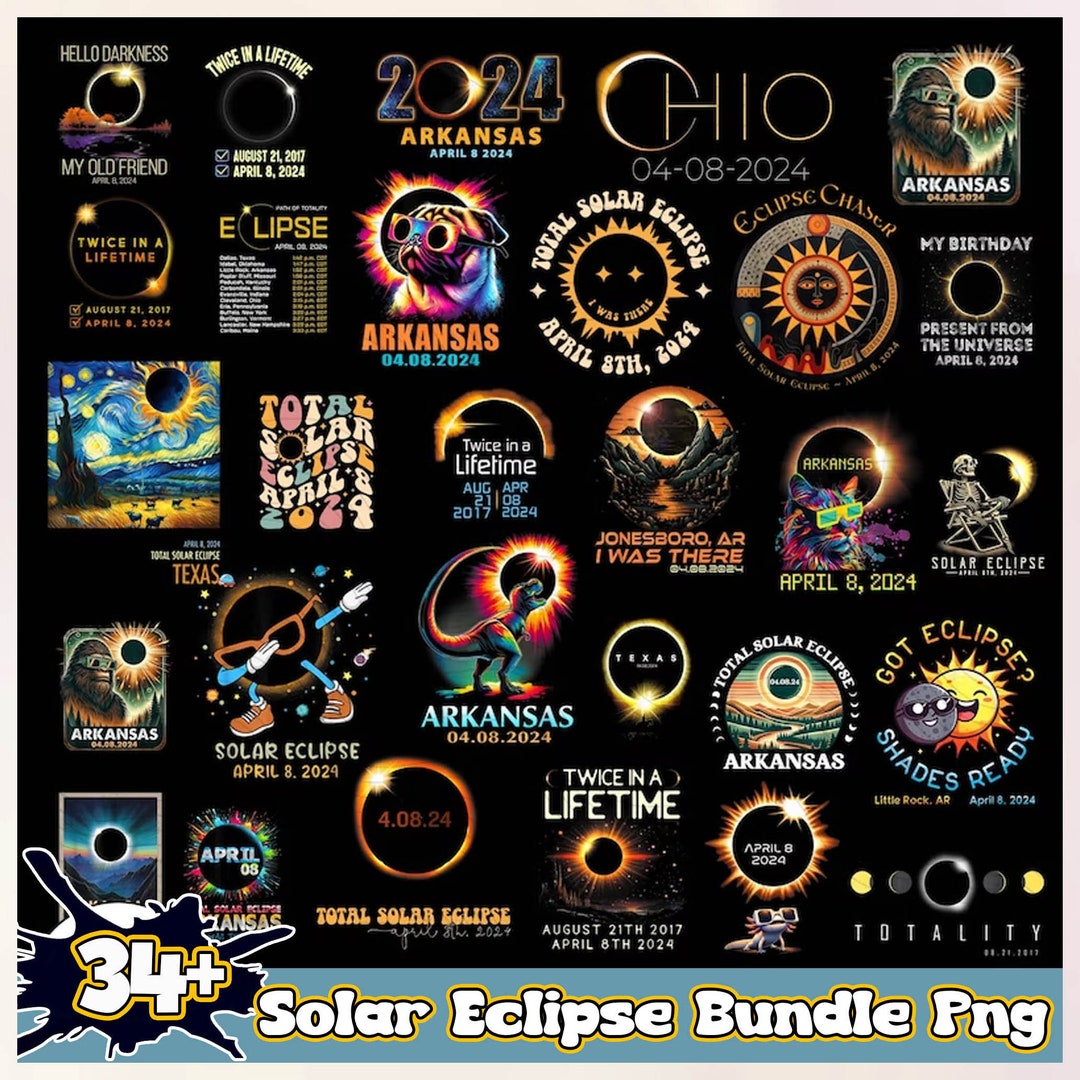 Solar Eclipse 2024 Png Bundle, Cartoon Solar Eclipse Png Sublimation ...