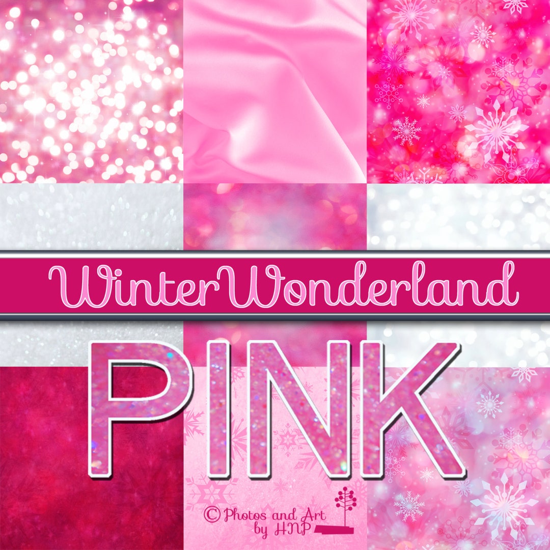 Winter Wonderland Pink Digital Scrapbook Paper Bokeh Snowflake ...