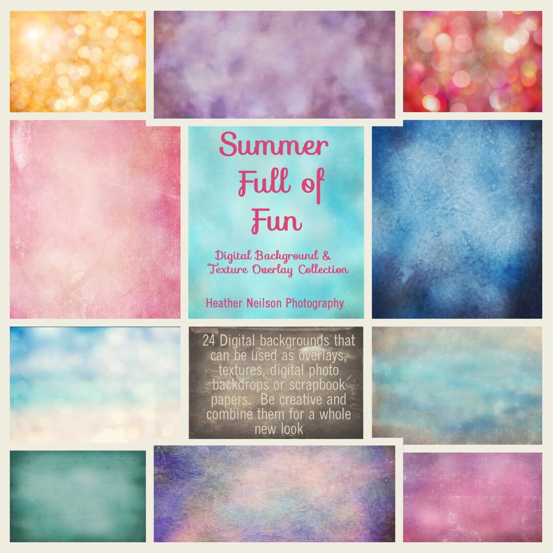 Summer Full of Fun Collection of 24 Digital Texture Background Backdrop ...