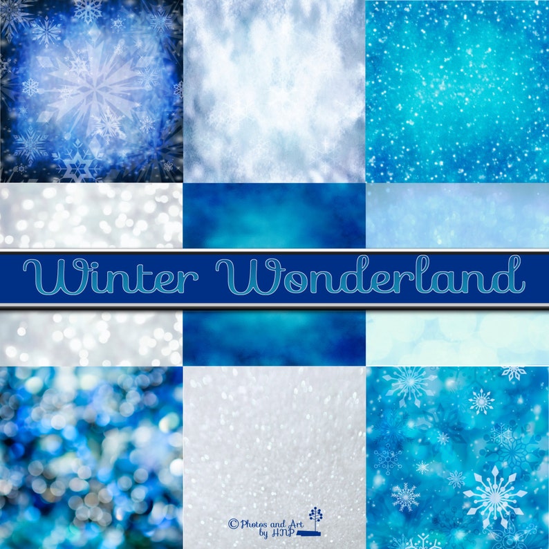 Winter Wonderland Digital Scrapbook Paper Bokeh Snow "frozen" Inspired ...