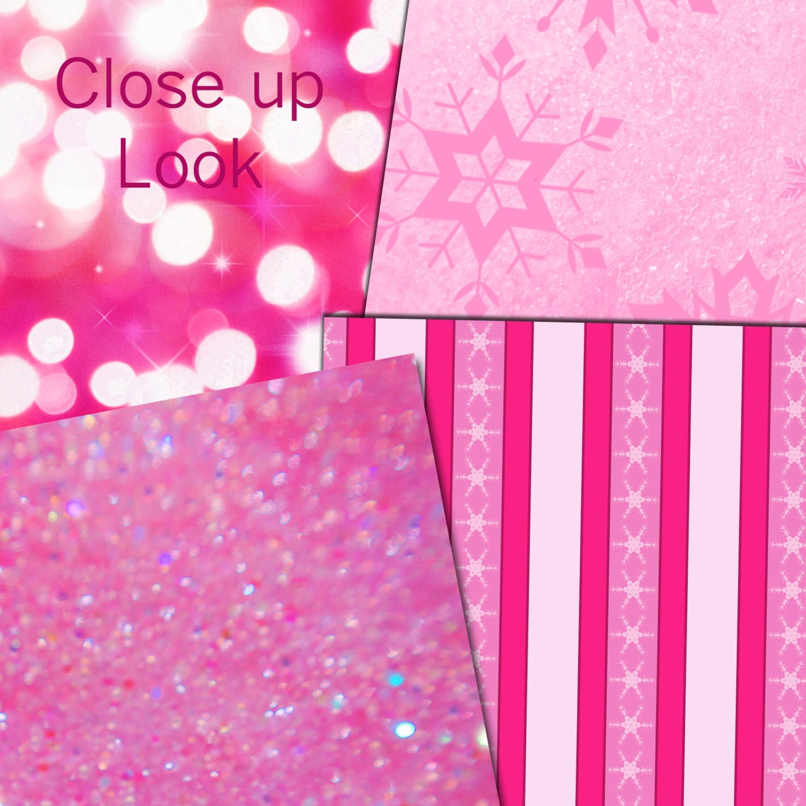 Winter Wonderland Pink Digital Scrapbook Paper Bokeh Snowflake ...