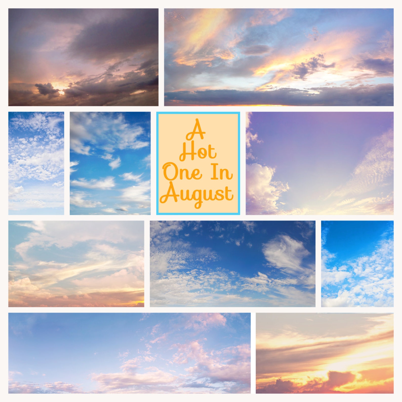 A Hot One in August Cloud Overlay Collection Set of 16 for Use in ...