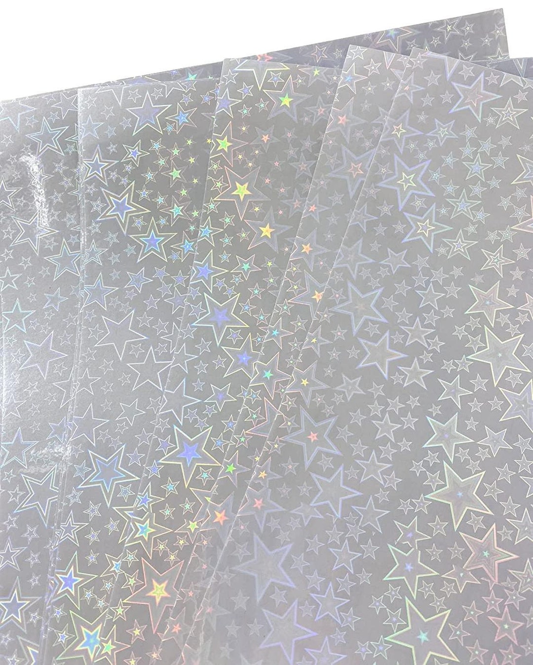 10 Sheets Self Adhesive Stars Transparent Holographic Vinyl Overlay ...