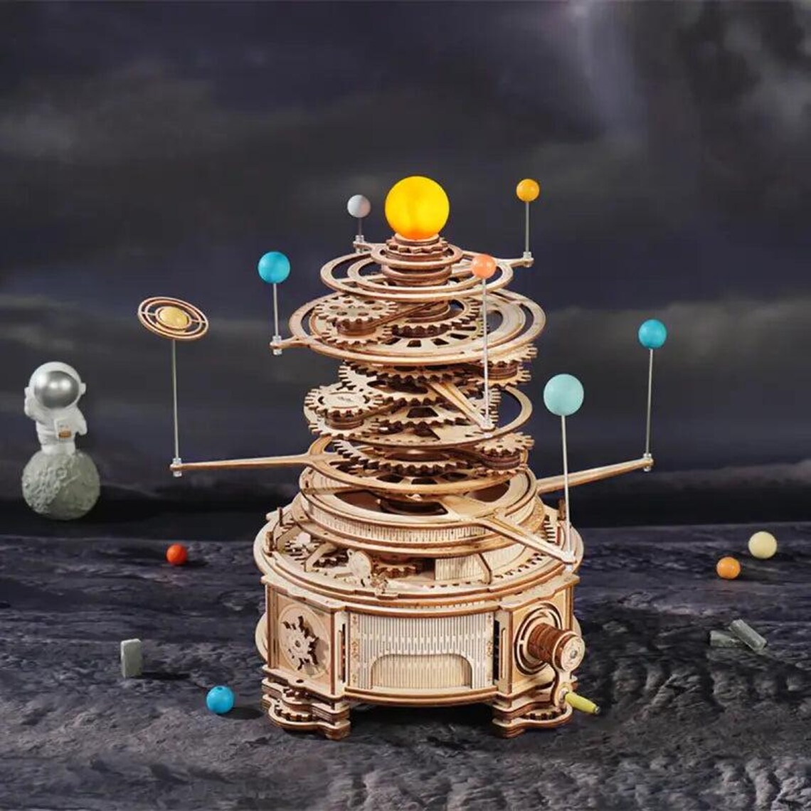 3D Wooden Mechanical Orrery Model Kit – DIY Solar System Puzzle Toy ...