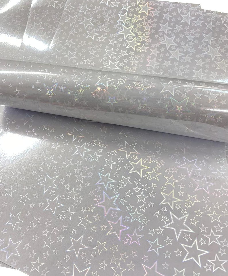 10 Sheets Self Adhesive Stars Transparent Holographic Vinyl Overlay ...