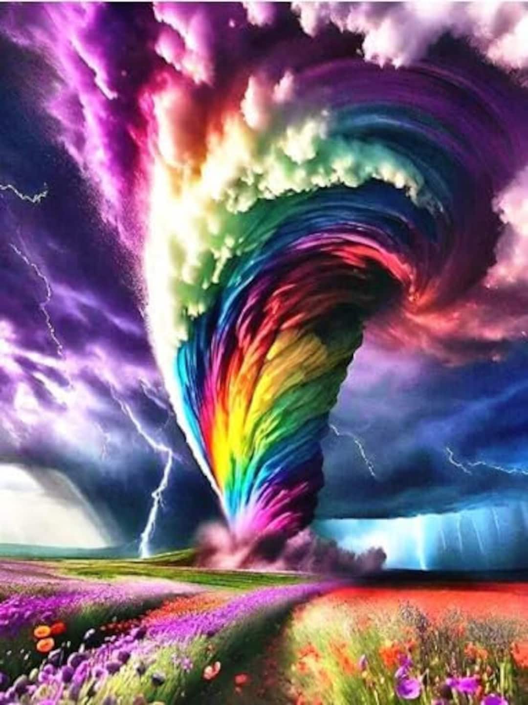 5D DIY Colourful Rainbow Tornado Diamond Painting Art Painting for Adults 20cm X 30cm Crystal ...