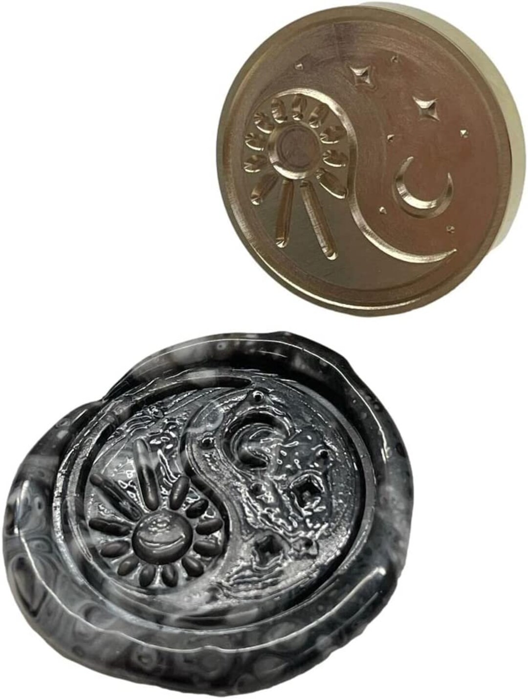 Wax Seal Brass Stamp Sun and Moon Yin Yang Symbol 25mm Sealing Vintage ...
