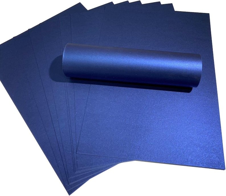 10 Sheets A4 Royal Blue Pearlescent Card Quality 300gsm / 110lb Cover ...