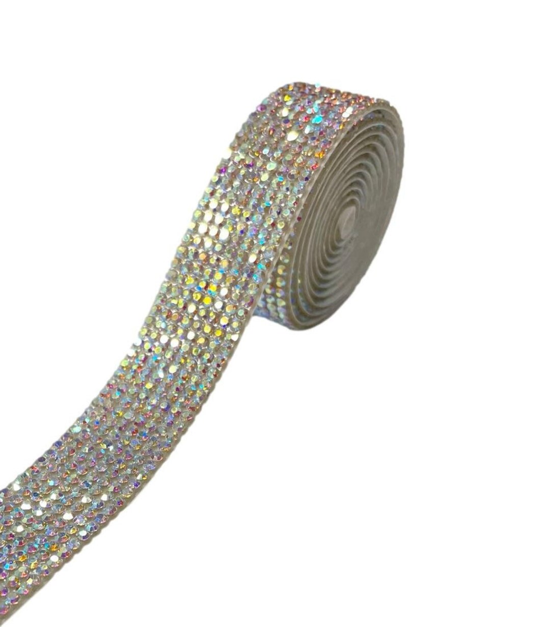 AB Rainbow Self Adhesive Rhinestone Roll 1 Yard (91.44cm) 8 Row Super ...