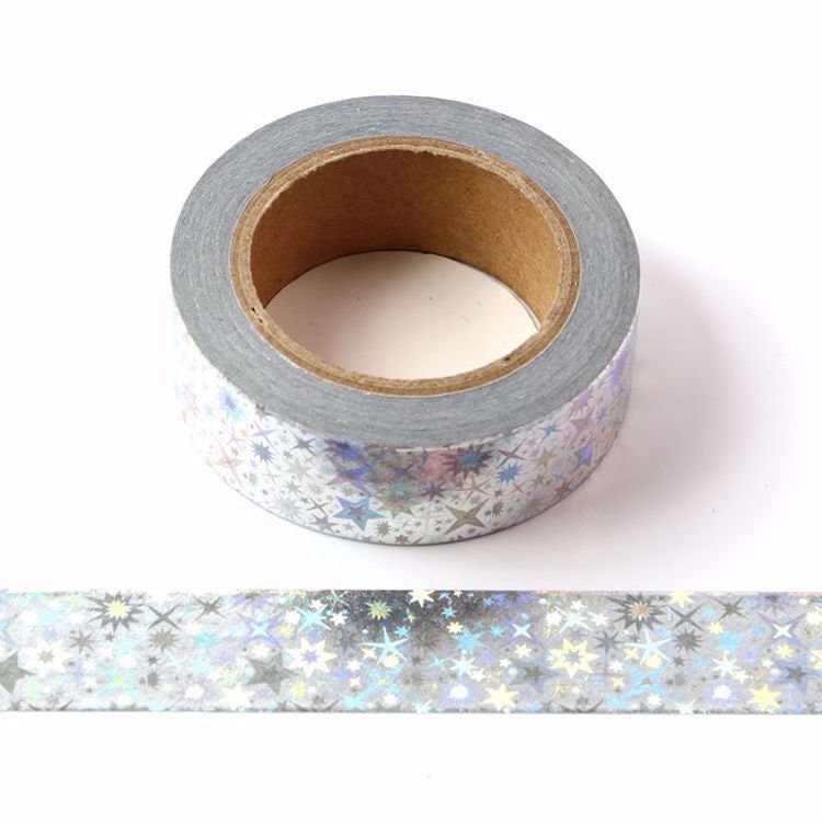 Washi Tape Holographic Colour Changing Silver Foil Stars Washi Tape ...