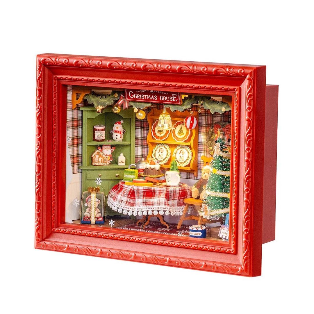 Christmas Eve Party 3D LED Diorama Snap Together Wooden Puzzle Kit for ...