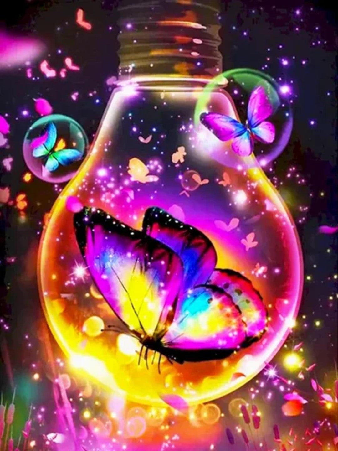 5D DIY Magical Light Bulb With Butterflies Diamond Painting Kit ...