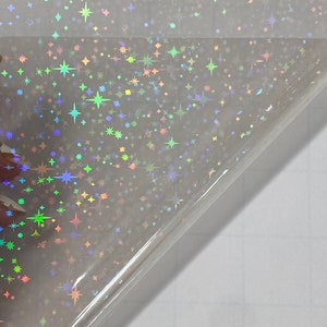 10 Sheets Self Adhesive Sparkle Stars Transparent Holographic Vinyl ...