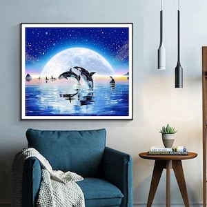 5D DIY Playful Killer Whale Orca Pair Diamond Art Painting, Round ...
